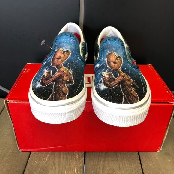 Vans | Shoes | Kids Vans Marvel Classic Slip On Groot Blue Shoe | Poshmark